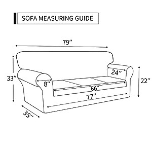 Easy-Going Velvet Couch Covers for 3 Cushion Couch Sofa, Luxury Velvet Sofa Cover with Ties, One Piece Sofa Slipcover for Living Room (Black, Sofa)