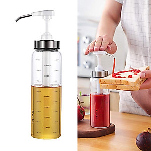 Yardwe Empty Ketchup Bottles Pump Bottle Dispenser Food Storage Jars Glass Pump Dispenser Empty Squeeze Bottle Pepper Sauce Bottles Sauce Squeeze Bottle Dressing Household White re-usable