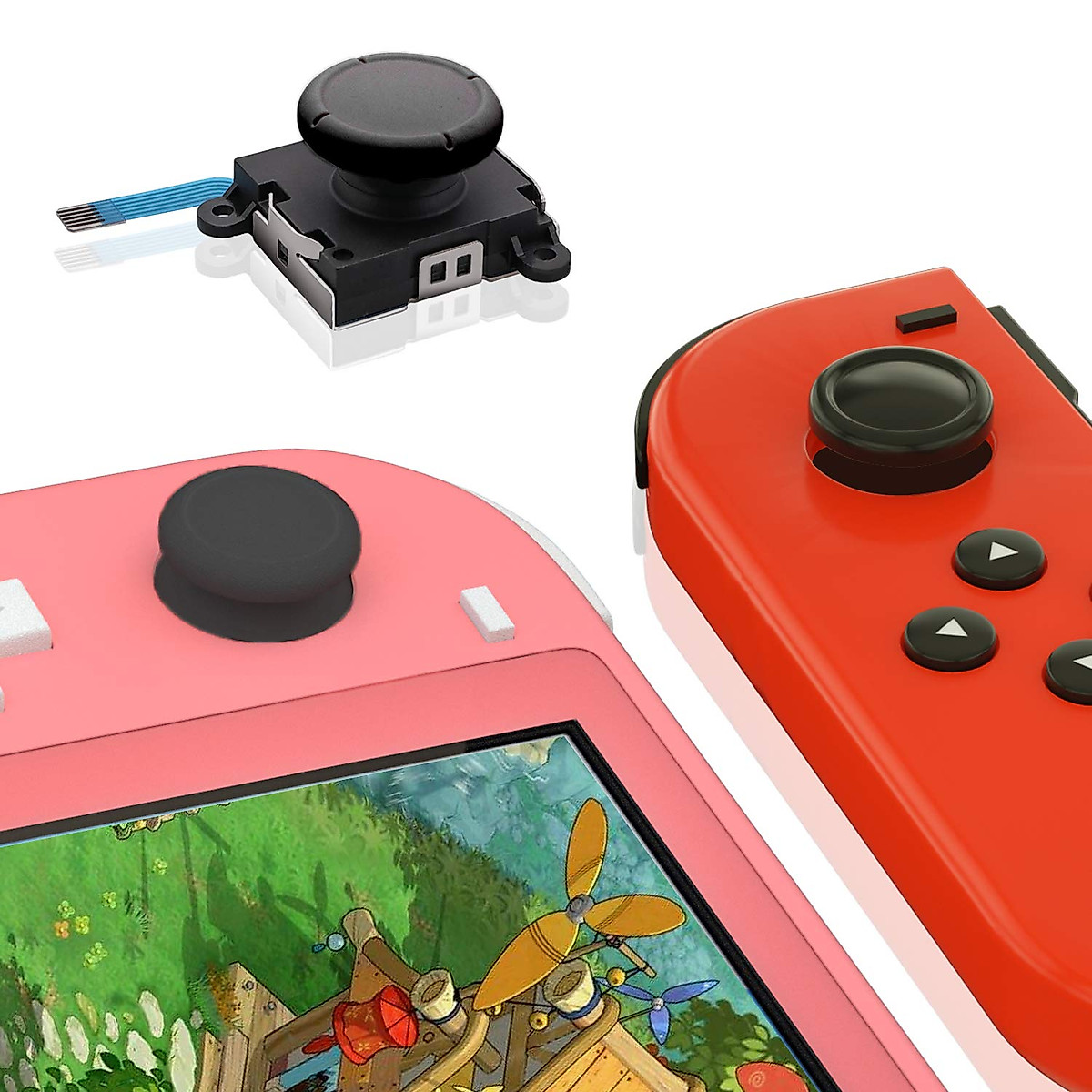 Replacement Joy Stick Compatible with Switch lite, Joystick Replacement Compatible with Switch lite and Repair Tool Kit for Switch lite - 2 Pack (Black)