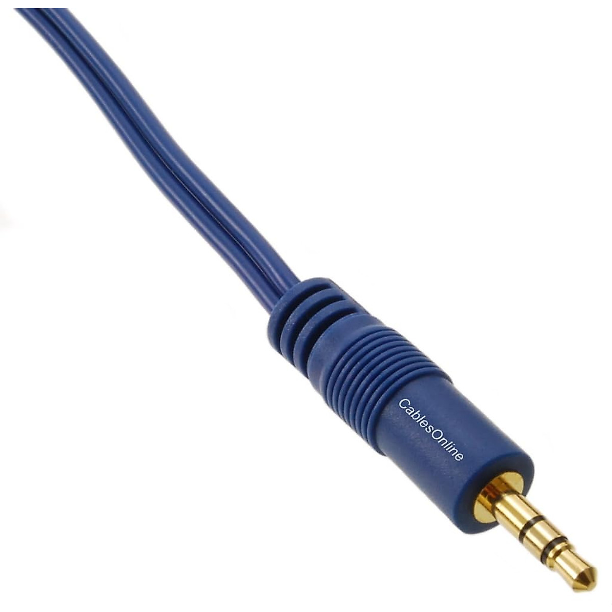 CablesOnline 3.5mm (1/8") TRS Stereo Male to Dual (Rd/Wh) 3.5mm (1/8") TS Mono Male Blue Audio Breakout Cable (1 Foot)