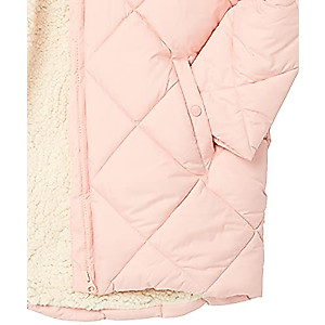 Amazon Essentials Girls' Long Quilted Cocoon Puffer Coat, Light Pink, Medium