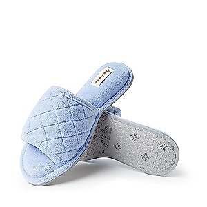Dearfoams Women's Beatrice Side Gore Slide Slipper, Iceberg, Large