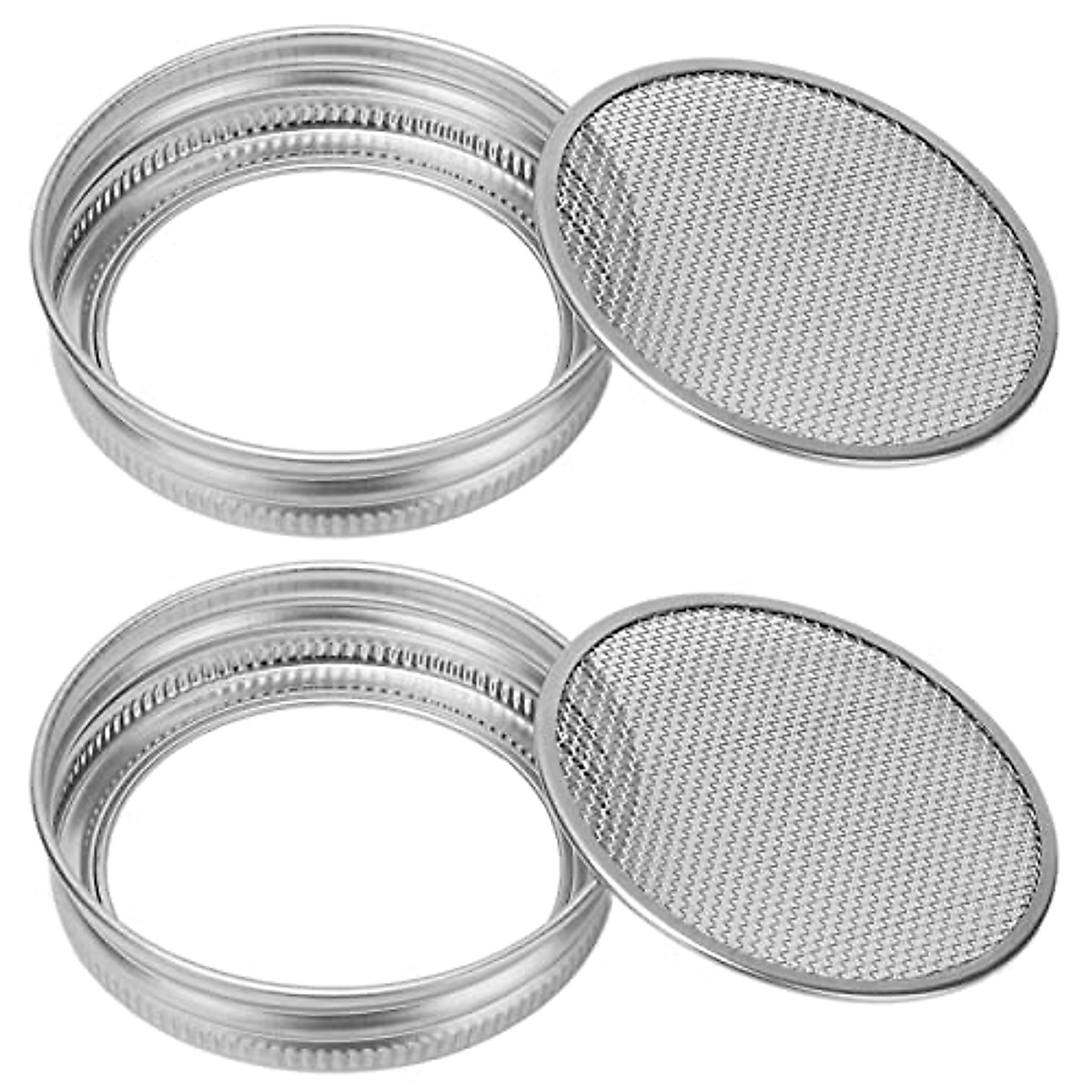 Canning Jar Lid Strainer Filter Lids Mason Jar 2Pcs Stainless Steel Accessory Cover Mouth Jars Sprouter for Sprouting Lid Regular Germination Kits (70mm)