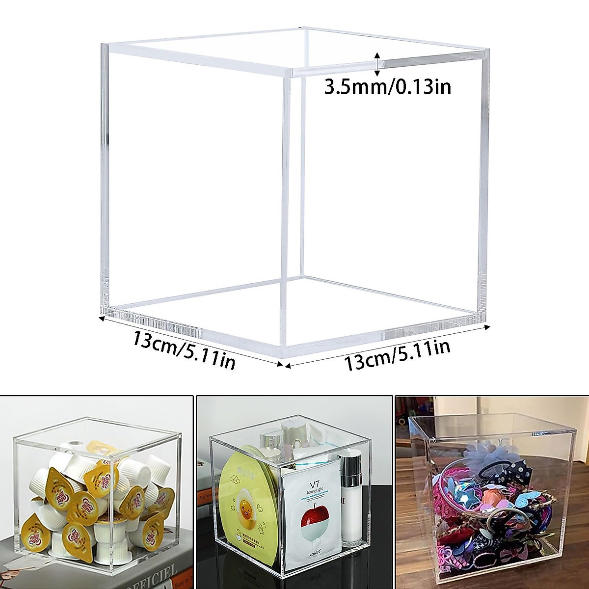 DARENYI Coffee Pod Holder with Lid, 5 x 5 inch Acrylic Storage Box for Nespresso VertuoLine Capsule K Cup Kcup Holder Coffee Pod Tea Bag Candy Storage Organizer Container