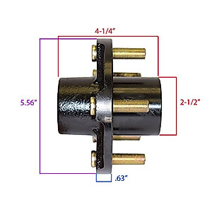 RIGID HITCH INCORPORATED Pair of 5-Bolt on 4-1/2 Inch Hub Assembly (AKSQ-2000545) Includes (2) Square Stock 1 Inch Straight Spindles & Bearings
