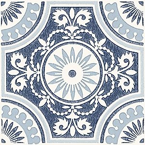 FloorPops 12-in by 12-in Blue Ezra Vinyl Peel & Stick Floor Tiles (10 Tiles), (10 sq.ft./Carton)