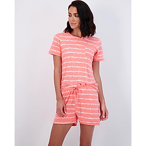 2 Pack: Womens Short Sleeve Tops Striped Pajama Sets Shorts Ladies Summer Soft 2 Piece Matching Cute Comfy Sleepwear Pajamas Adult Loungewear Bottoms lounge Pijamas de Mujer Pj Women - Set 5, 2XL