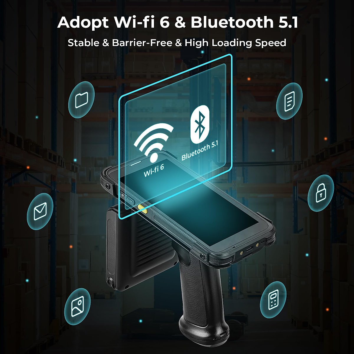 MUNBYN Android Barcode Scanner with Full Screen 5.5" & Dock Charger Android 11, Equip with Zebra SE4710 Scanner Engine Rugged PDA Mobile Computer Wi-Fi 6, 4G LTE, Bluetooth 5.1, Inventory Scanner
