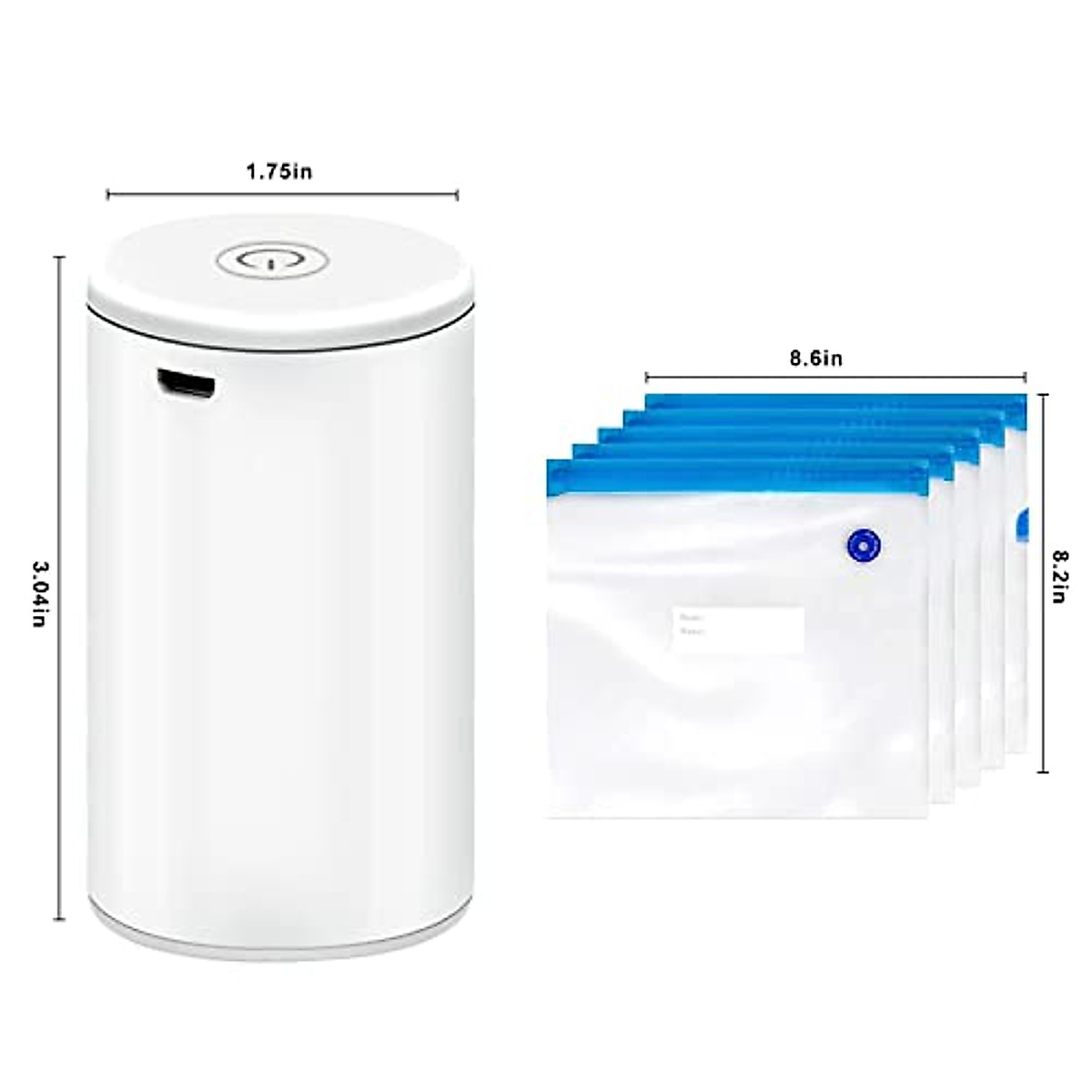 Zosylala Vacuum Sealer, Food Saver Vacuum Sealer Machine, Handheld Vacuum Sealer, Multi-Function Air Pump with Pump Head Sets, 5 Reusable Vacuum Seal Bags