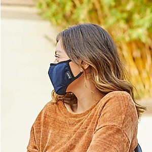 Allett Face Mask, Navy Blue | 2 Pack | Made of Cotton, Built in Polypropylene Filter | Soft Earloops, Washable, Reusable | With Nose Wire & Chin Gusset | For Adults