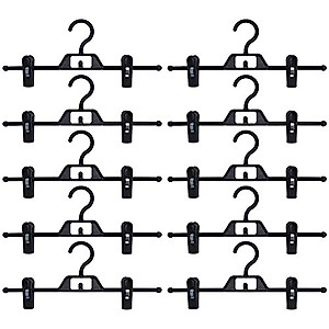 10Pcs Jean Hangers Pants Hangers Plastic Skirt Hangers with Clips Space Saving Trouser Clips Hanger for Pants Skirts Clothes Slacks Space Saving Pants Hangers Black Kids Pants Hangers