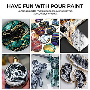 Nicpro Titanium White Color Acrylic Pour Paint, 32 Ounce Pre-Mixed Pouring Paint Supplies with Silicone Pour Oil & Gloves for Canvas, Rock, Wood Cell Creation Flow DIY Art Painting, Ready to Pour