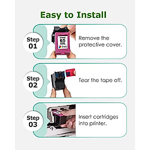 CYHC Compatible with HP 65 XL 65XL Combo Pack Remanufactured 65XXL Ink Cartridge Replacement for HP Envy 5055 5052 5058 DeskJet 3755 2655 2652 2600 Printer (1 Black 1 Tri-Color)