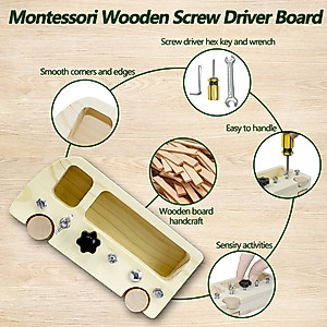 Dageely Montessori Wooden Screw Driver Board Set for Kids, Basic Life Skills Educational Learning Toy for 3 4 5 Year Old Kids and Toddlers Preschool, Classroom Wooden Sensory Toys