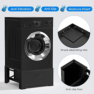 YAFF Washer and Dryer Stand - 28" Laundry Pedestals for Washer and Dryer ,Top with Panel, Steel Washing Machine Pedestal Raiser, 14.2 Inches Height Elevation
