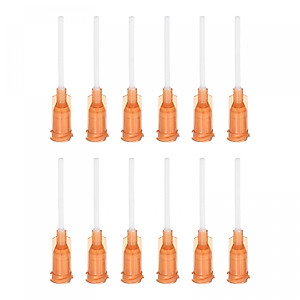 uxcell 20 Pcs 15G Plastic Dispensing Needles, 1" PP Glue Needle Tube Blunt Luer Lock Tips with PP Flexible Needle for Liquid Glue Gun, Amber