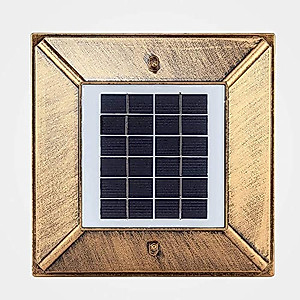 CZLZY European Retro Style Aluminum Square Pillar Lamp Solar LED Post Light Outdoor Waterproof Column Light Glass Lampshade Villa Courtyard Wall Decoration Landscape Light