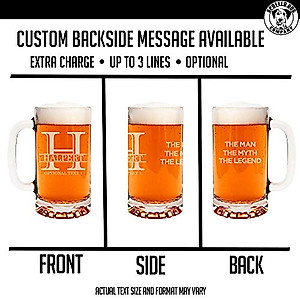 Personalized Gifts For Men Etched 16oz Glass Beer Mug – Beer Gifts, Customized Father's Day Gifts, Birthday Present Him Dad Brother, Custom Engraved, Regalos para Hombre Cumpleaños, Halpert Monogram