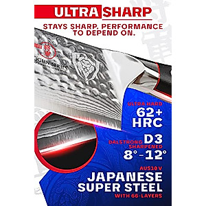 DALSTRONG Chef Knife - 8 inch Blade - Shogun Series ELITE - Damascus - Japanese AUS-10V Super Steel - G10 Black Handle - Razor Sharp Kitchen Knife - Professional Full Tang Knives Chef's Knife - Sheath