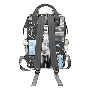 XOZOTY Deer Elk Antlers Feather Arrow Patchwork Diaper Bags with Name Waterproof Mummy Backpack Nappy Nursing Baby Bags Gifts Tote Bag for Women