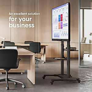 ONKRON Mobile TV Stand with Wheels Rolling TV Stand for 40-80 Inch LED LCD Flat or Curved Screen TVs up to 122 lbs - Height Adjustable TV Cart with Shelves - Portable TV Stand (TS2771) Black