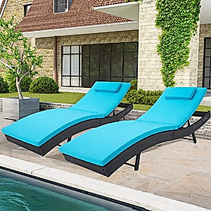 Incbruce Patio Chaise Lounge Chairs Set, Outdoor Reclining Chaise with Adjustable Backrest, PE Rattan Steel Frame Pool Lounge Chairs of 2