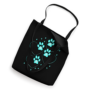 Turquoise Hearts with paws of a dog or cat Tote Bag
