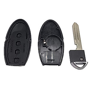Smart Key Fob Case Shell Fit for Nissan Altima Maxima Murano Infiniti KR55WK48903 4 Buttons Replacement Keyless Entry Remote Car Key Housing Casing Outer Cover with Uncut Blade Blank & Keyring (1)