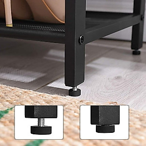 VASAGLE Shoe Bench, Shoe Rack with 2 Mesh Shelves, Shoe Storage Organizer for Entryway Hall, Metal, Industrial, Greige and Black ULBS074B02