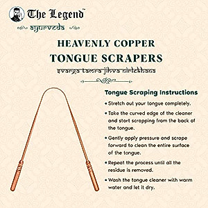 The Legend Pack of 3 Ayurveda Heavenly Copper Tongue Cleaner or Scraper | Metal Tongue Scraper and Handmade (Pack of 3 Thick Handle)