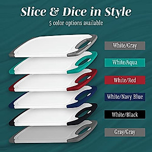 HOMWE Cutting Boards for Kitchen - Chopping Board 3-Pack w/Different Sizes and Non Slip Handles - Reversible, Large Cutting Board Set - Unique Gifts for Cooks Who Have Everything - Black