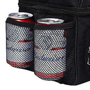 Dual Compartment lunch bag with Shoulder Strap Leakproof Insulated Cooler Bag Tote with Lunchbox Belt for Men Women Adults Work (Black)