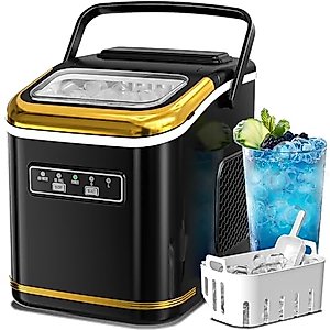 Electactic Ice Maker Machine Countertop Portable Compact Small Bullet Ice Maker with Self Cleaning,9 Cubes in 6 Mins,26lbs in 24Hrs, for Camping Dorm Home Outdoor