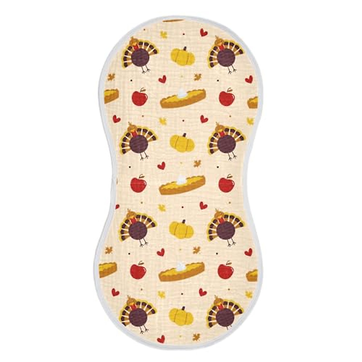 vvfelixl Thankgiving Turkey Pumpkin Apple Burp Cloths for Baby Boy Girls Baby Washcloths Burp Rags 1 Pack Beige