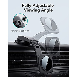 ESR Dashboard Magnetic Wireless Car Charger (HaloLock), Compatible with MagSafe Car Charger, Fast Charging, Dashboard Car Phone Holder Mount for iPhone 14/13/12 Series, Car Accessories, Black