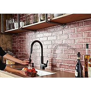 Moen Matte Black Deck Mounted Modern Soap Dispenser for Kitchen Sink with Above the Sink Refillable Bottle, 3942BL