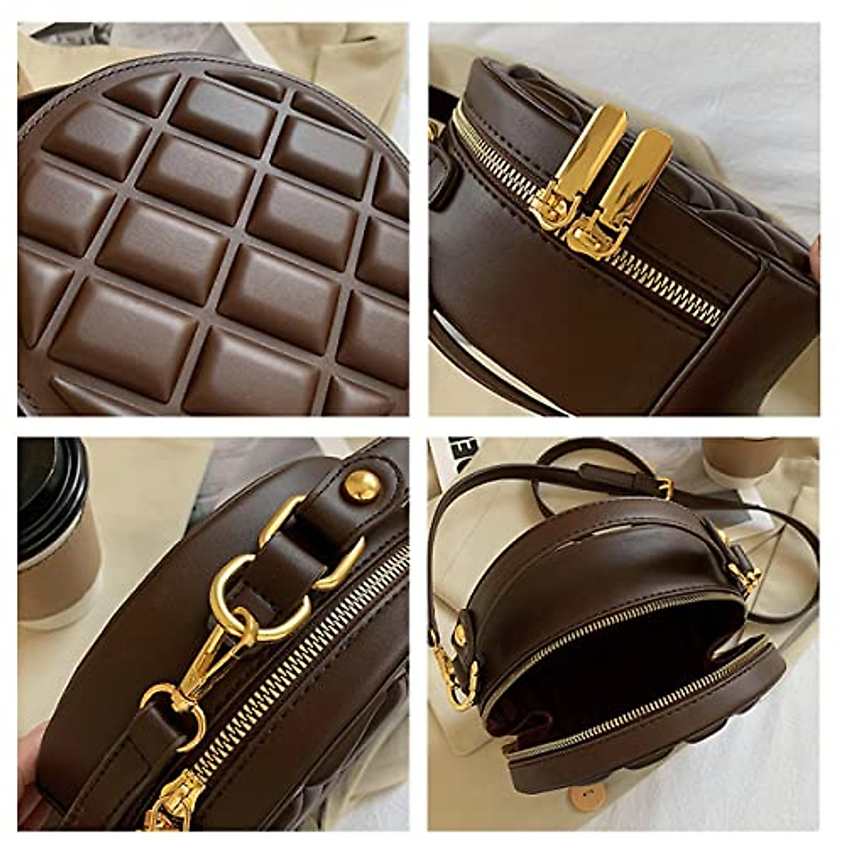 Chloe soo Women Leather Shoulder Bags Crossbody Bag Round Clutch Purse Tote Handbag Retro Classic Purse 36