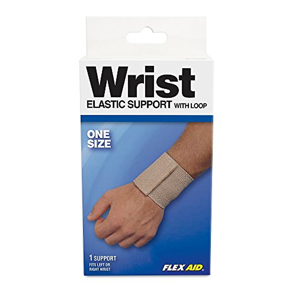Flex Aid Wrist Support Wrap- Elastic Support with Loop- Wrist Brace for Carpal Tunnel, Arthritis, Tendonitis, Exercise, Weight Lifting, Calisthenics and More- One Size