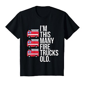 Kids Im This Many Fire Trucks Old T-Shirt 3 Year Old Birthday T-Shirt