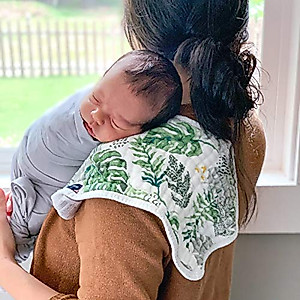 Bebe au Lait Jungle Rainforest Muslin Burp Cloths (2 Pack), Green, One Size