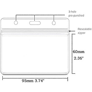 Name Tags,Bird Fiy 50 Pcs Waterproof Type Clear Plastic Horizontal Name Tag Badge Id Card and 50 Pcs Blue Lanyard