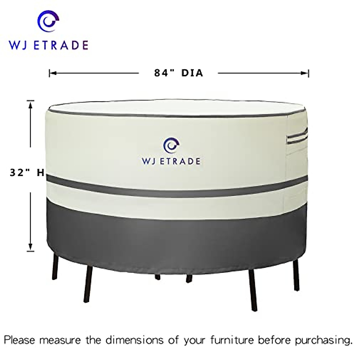 Patio Furniture Covers, 84"Diax32"H Heavy Duty Waterproof UV Resistant Round Outdoor Furniture Cover Fits 5-7 Piece Medium Dining Set