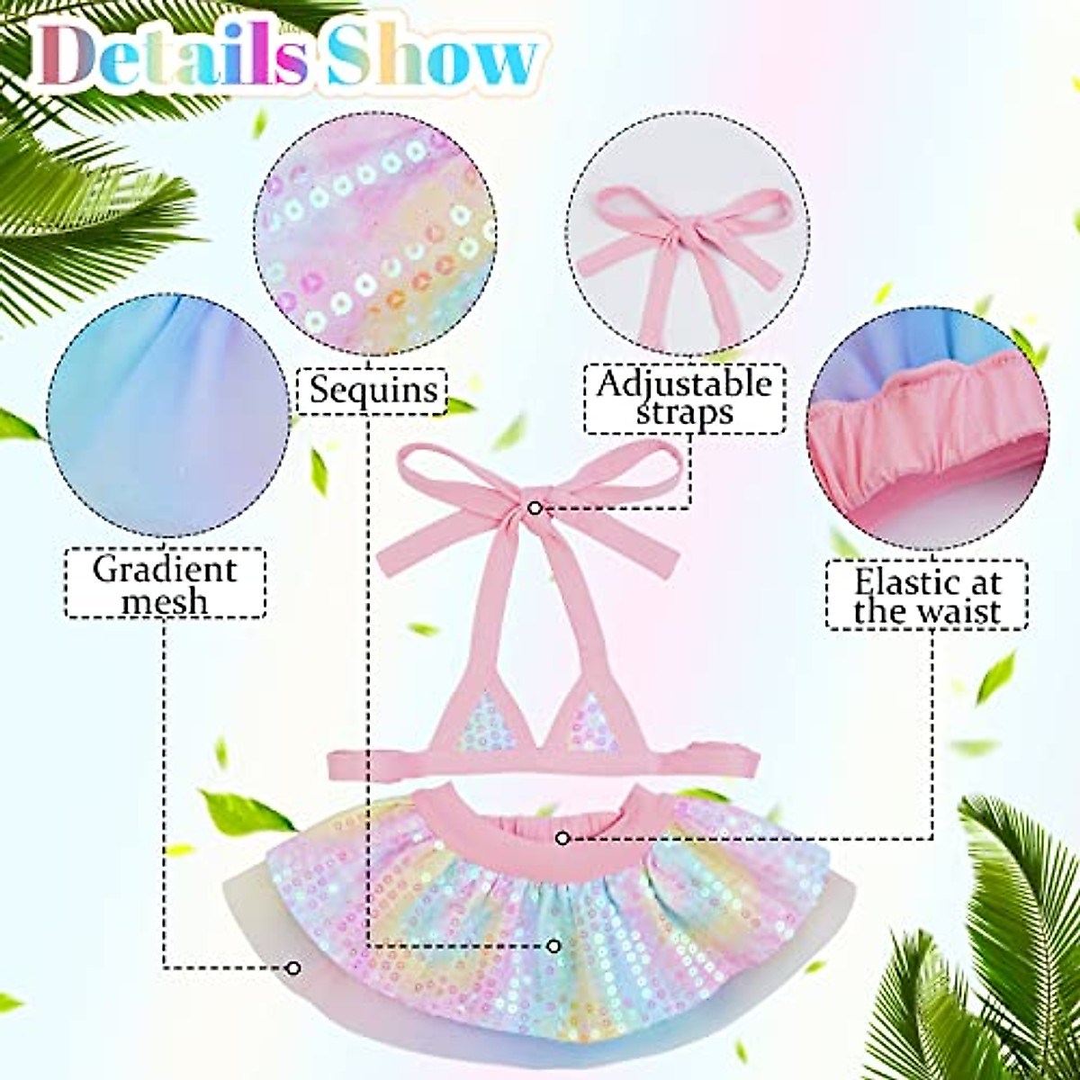 Dog Bikini Swimsuit, Cute Pet Bathing Dress for Puppy and Kitten, Breathable Dog Summer Skirt Sequins Beach Outfit, Cooling Princess Swimwear Sundress for Daily Wear Holiday Party Camping Take Photos