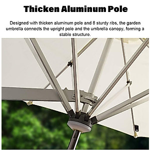 WAHHWF Backyard Wall Mount Umbrella, 8ft, 7ft, Outdoor Patio Umbrella with Bracket & Adjustable Pole, Tilting Sunshade Umbrella for Tight Small Space Garden Yard, Khaki, 7.2ft/2.2m