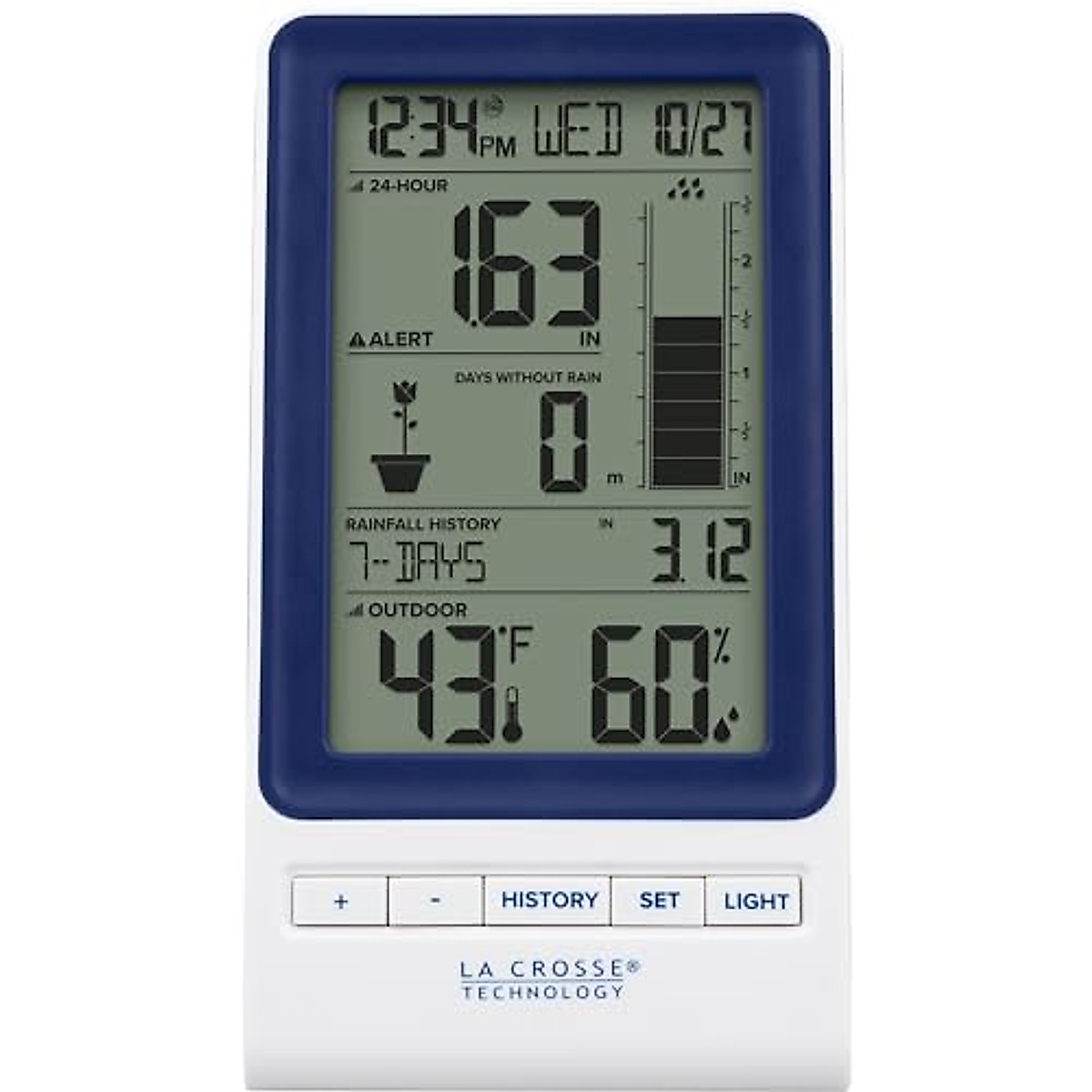 La Crosse Technology 724-1415BL Wireless Rain Station with Temperature and Humidity