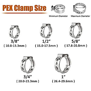 ISPINNER 24pcs 1 Inch PEX Cinch Clamps, 304 Stainless Steel Cinch Crimp Rings Pinch Clamps for PEX Tubing Pipe Fitting Connections (1 Inch)