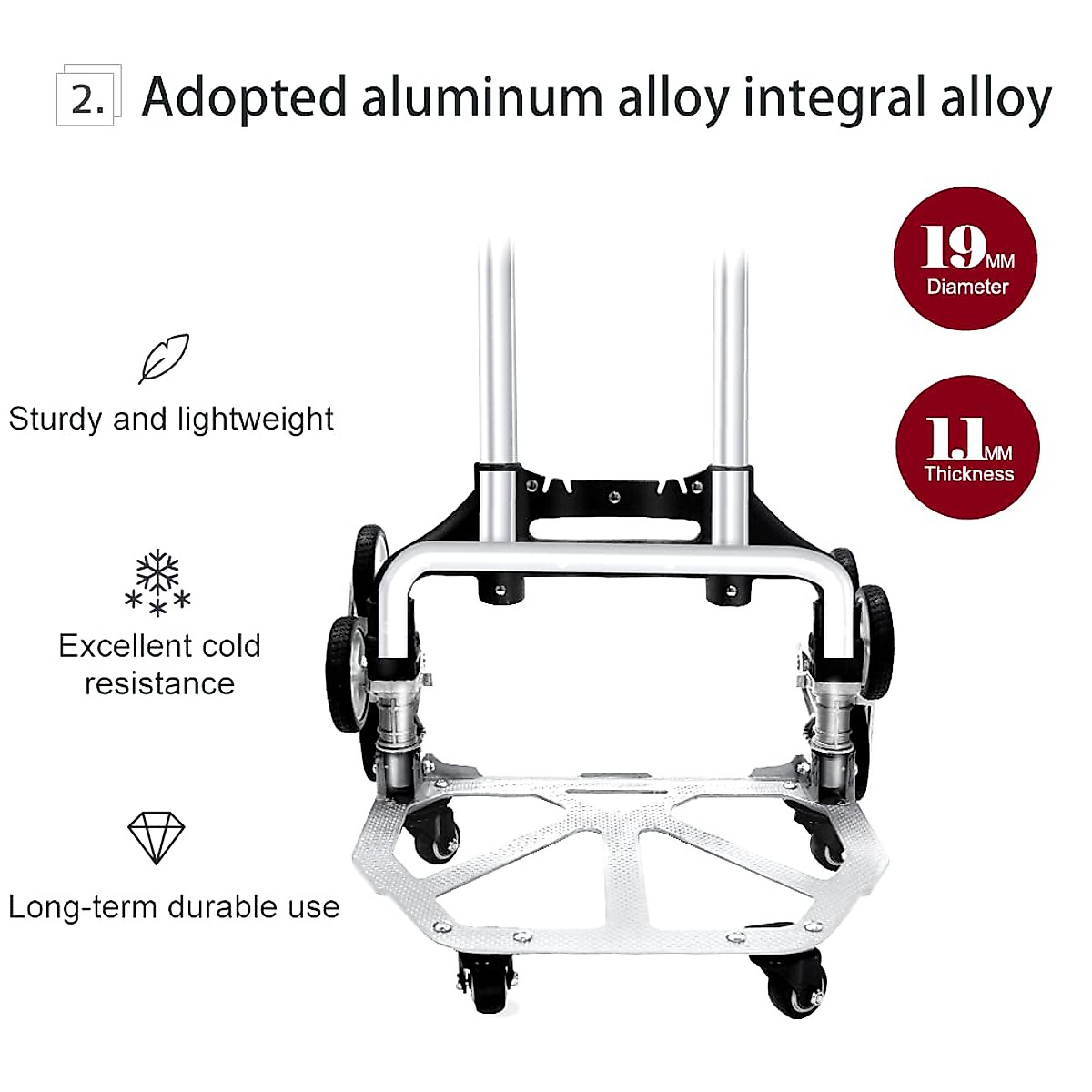 RJTEK 180 lbs Hand Truck Stair Climber Folding Grocery Cart Dolly cart Hand Truck Dolly Stair Climbing cart Heavy-Duty Lightweight Trolley