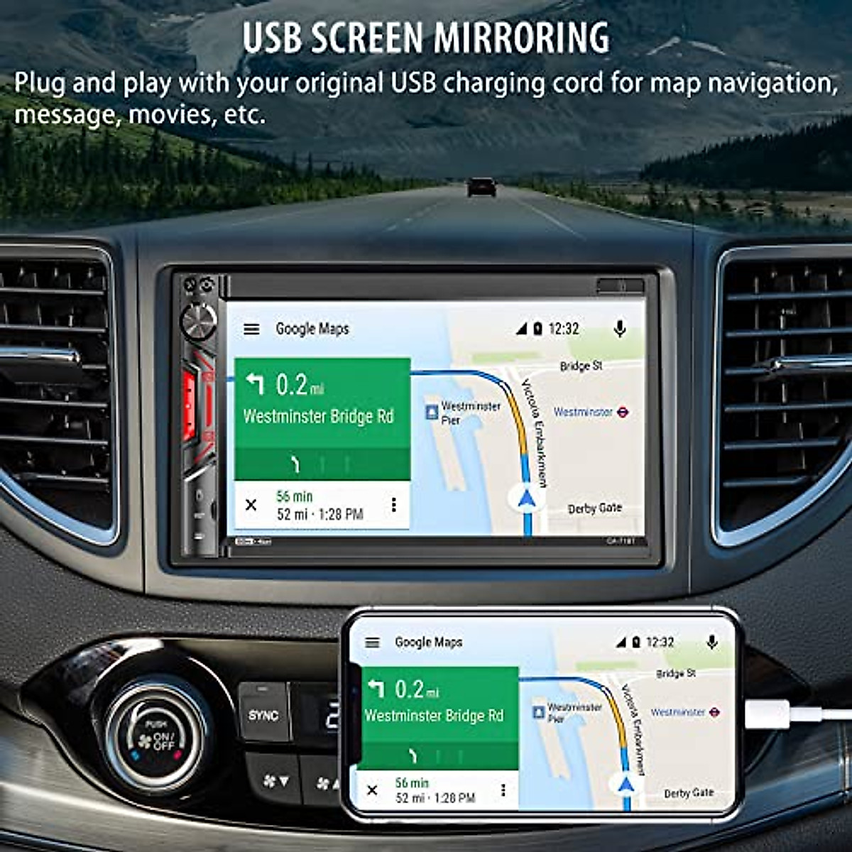 Double Din Car Stereo Receiver: 7 Inch HD Touchscreen Car Audio with Bluetooth – LCD Capacitive Monitor | Mirrorlink | Live Rearview Camera | USB/SD/AUX Input | AM/FM Car Radio | Subwoofer