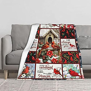 Cardinal Blanket, Cardinal Throw Blanket Ultra Soft Christmas Throw Blanket 40 X 50 Inches Lightweight Red Cardinal Bird Blanket for Sofa Bedding Home Cardinal Gifts for Women Men Children