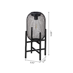 Solar Lantern Outdoor Waterproof Metal Hollow Out Standing Solar Light for Patio/ Garden/ Deck Warm Yellow Edison Bulb Solar Powered Lantern Decor